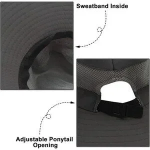 Accessories | Womens Grey Wide Brim Mesh Vent Boonie With Chin Strap ...